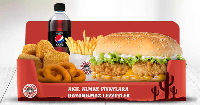 Saloon Burger'den 5 farklı Kutu Menü seçeneği