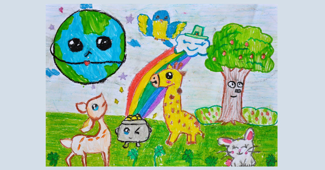 Minik ressamların ödüllü resimleri Hilltown Küçükyalı'da